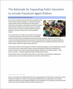 The Rationale for Expanding Public Education to Include Preschool-aged Children - Early Years Study